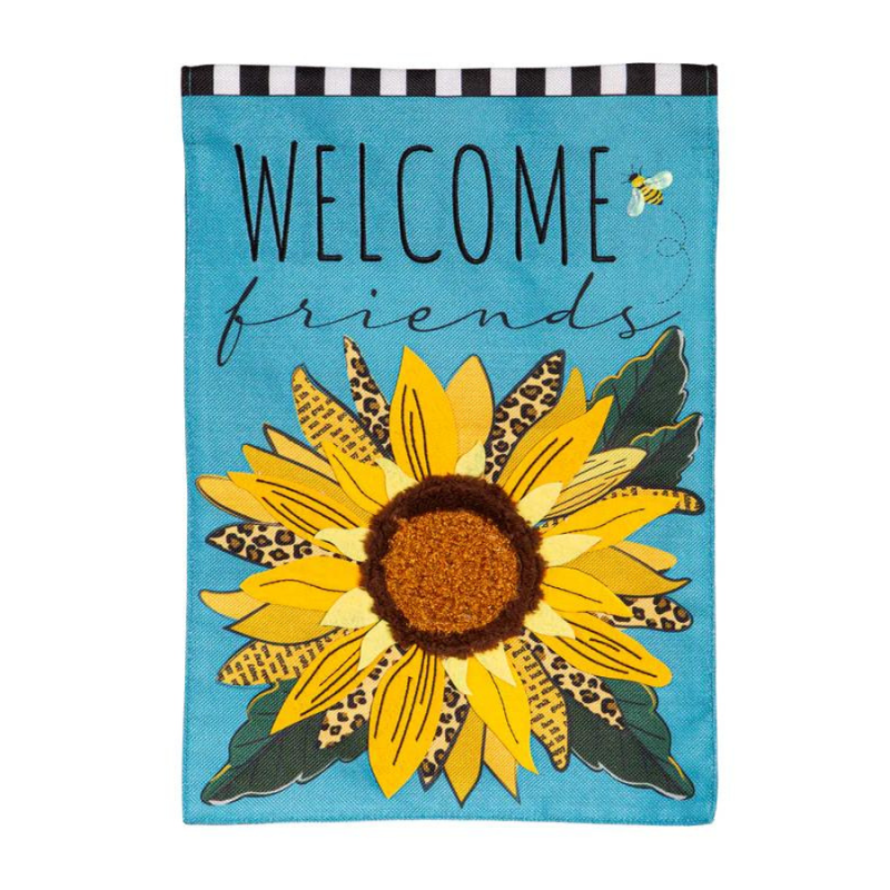 Welcome Friends Leopard Sunflower House Flag | Summer House Flags ...