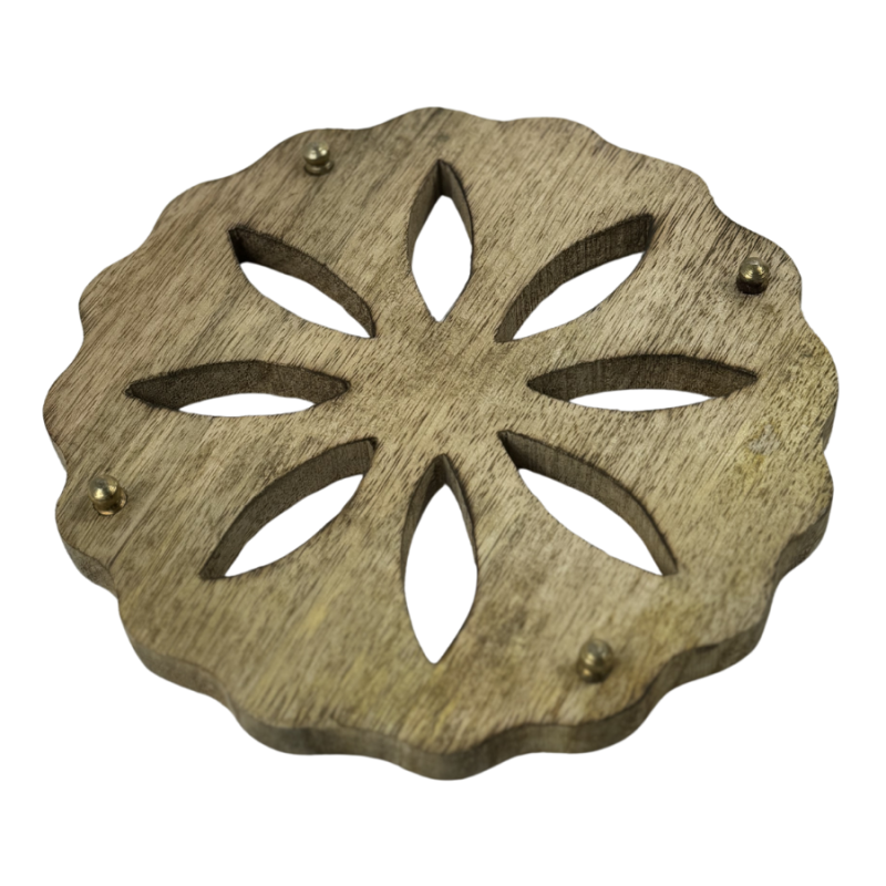 9" Carved Wood Trivet | (B)Cutting/Serving Boards | Carolina Pottery