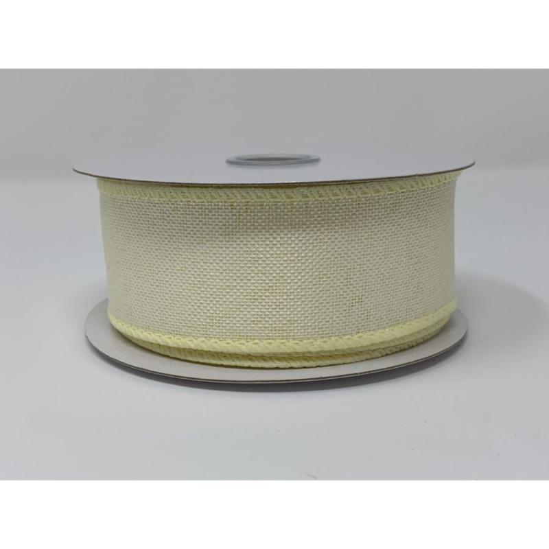 1.5" x 10Y Ivory Canvas Ribbon | Wired Ribbon